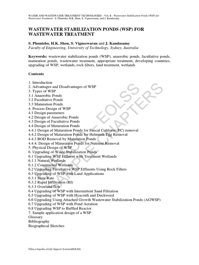 WW Stabilisation Ponds | PDF | Sewage Treatment | Anaerobic Digestion
