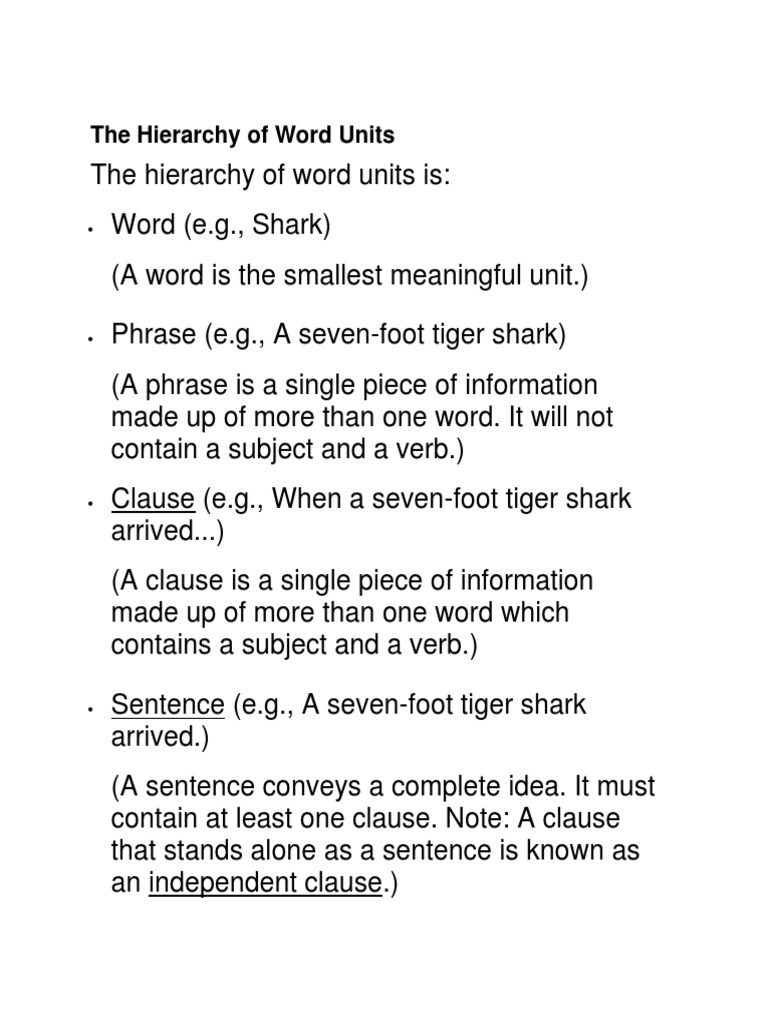 The Hierarchy of Word Units | PDF