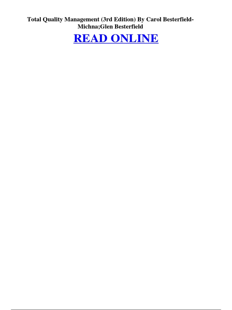 Total Quality Management Carol Besterfield-MichnaGlen Besterfield | PDF ...