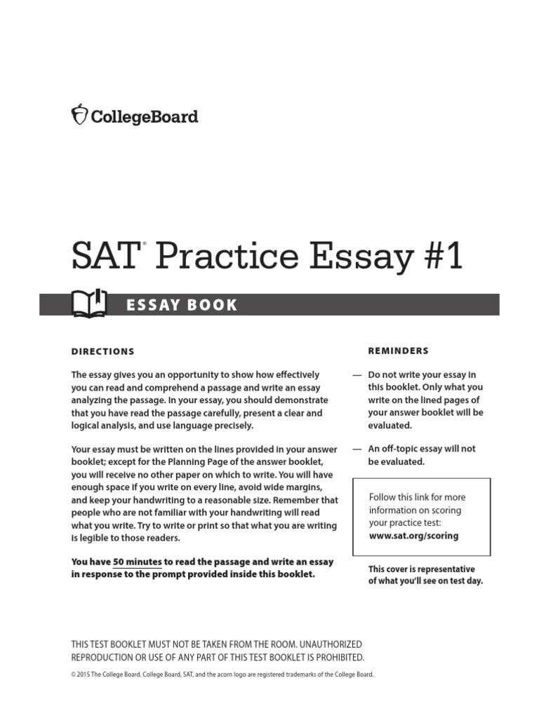 Sat Practice Test 1 Essay PDF | PDF