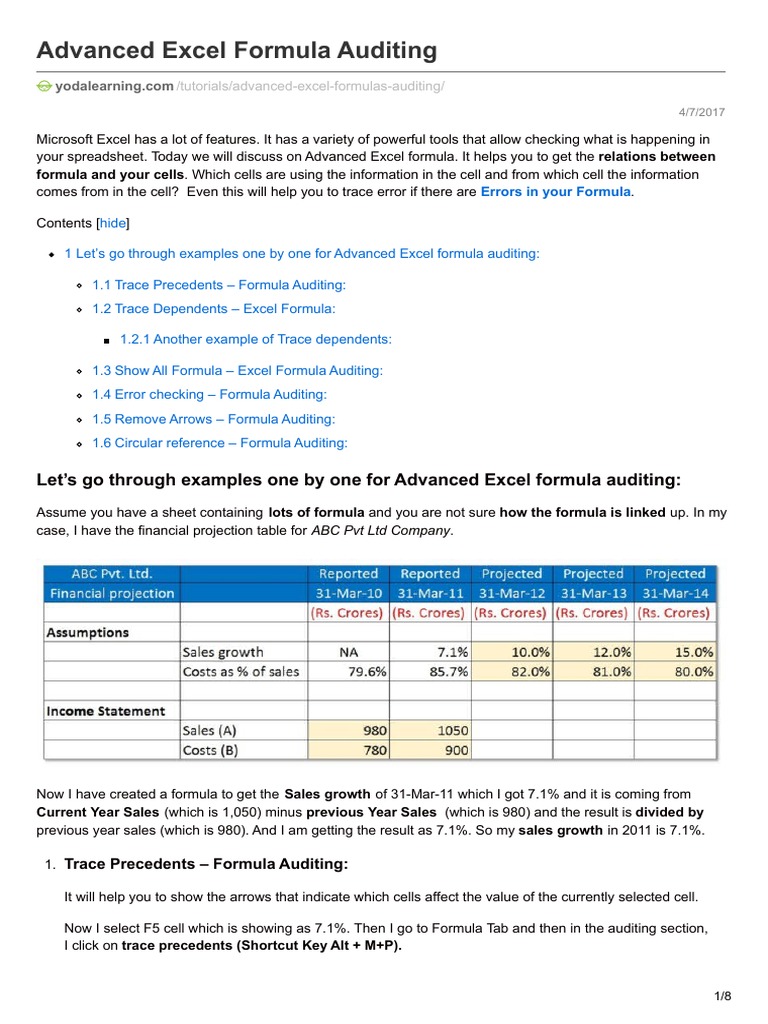 Advanced Excel Formula Auditing | PDF | Microsoft Excel | Spreadsheet