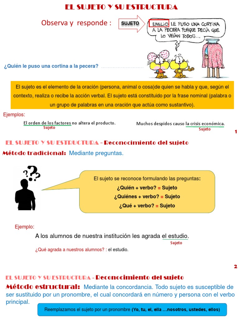 El Sujeto y Su Estructura | Asunto (gramática) | Verbo