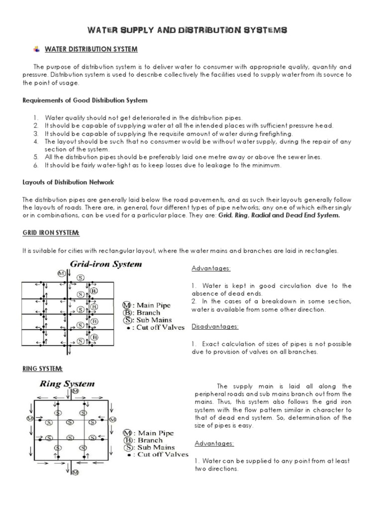 Water Distribution System Overview | PDF | Flood Control | Sanitary Sewer