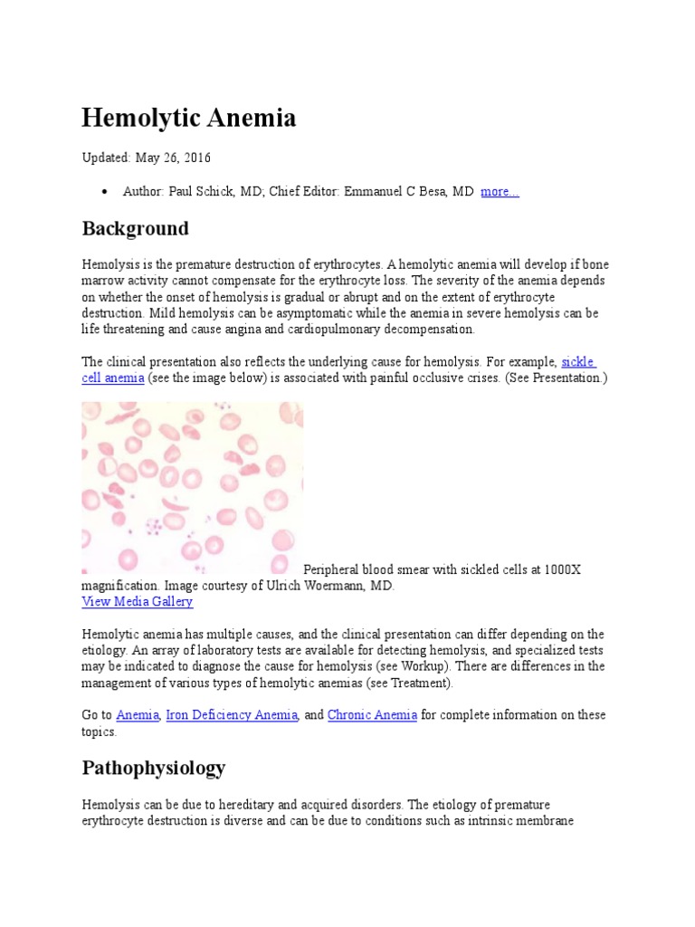 Hemolytic Anemia | PDF | Anemia | Lactate Dehydrogenase