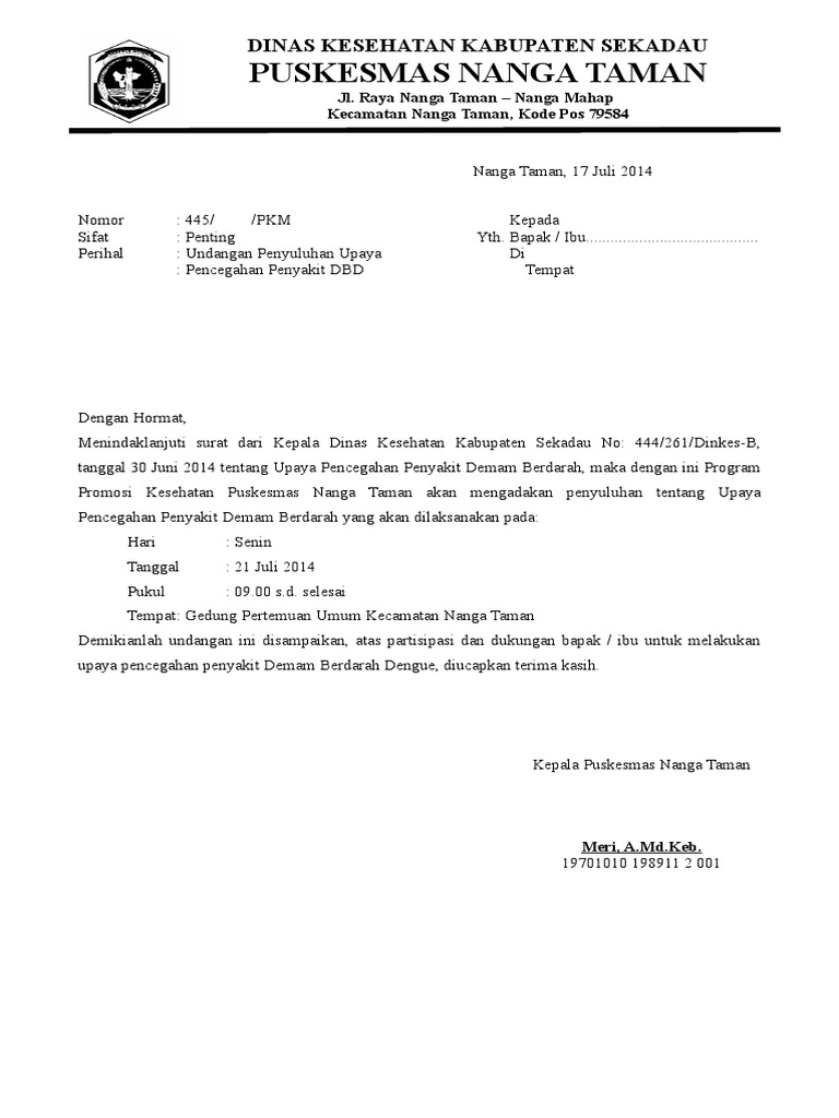 Surat Undangan DBD | PDF | Kesehatan Holistik