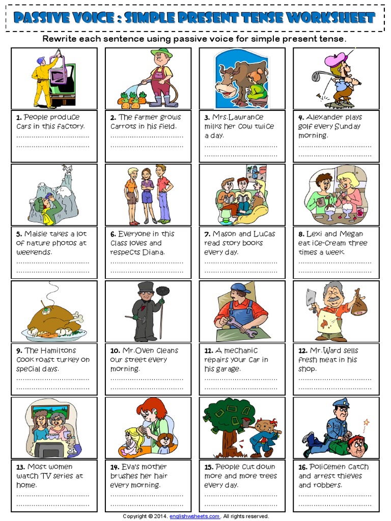 Passive Voice Simple Present Tense Esl Exercises Worksheet | PDF | Food And Drink | Foods