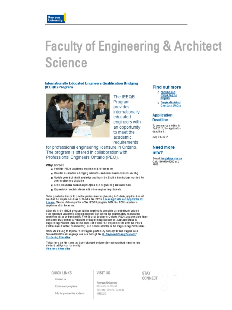 IEEQB Program - FEAS - Ryerson University | PDF | Ontario | Engineering