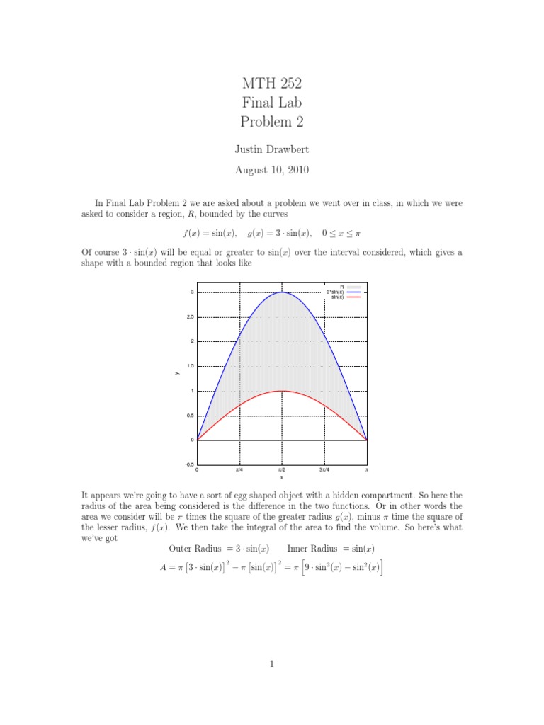 Calculating Volume Between Curves | PDF | Area | Calculus