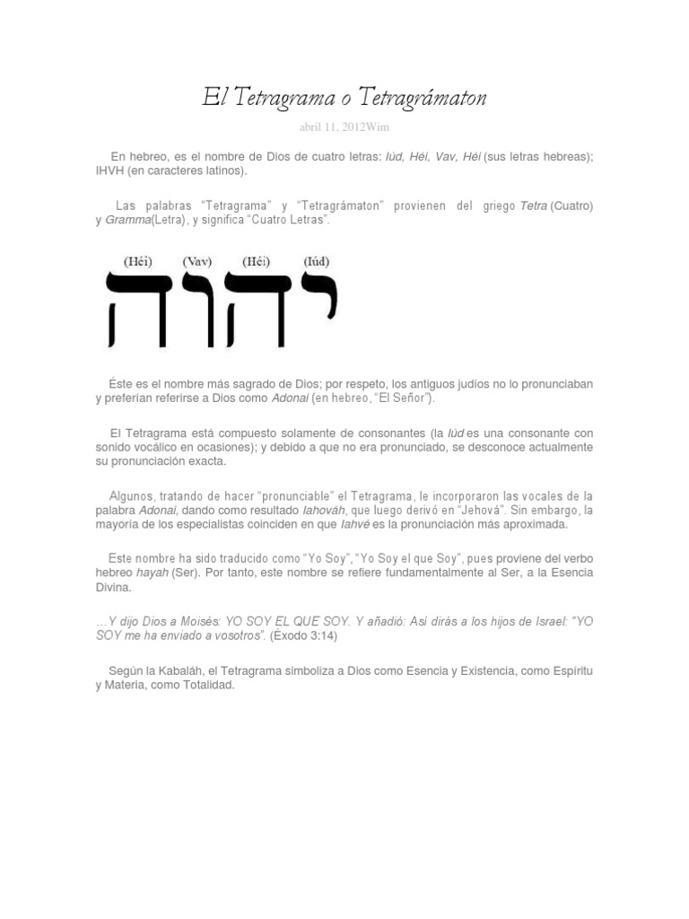 Significado del Tetragrama en Hebreo | PDF | Religión y espiritualidad