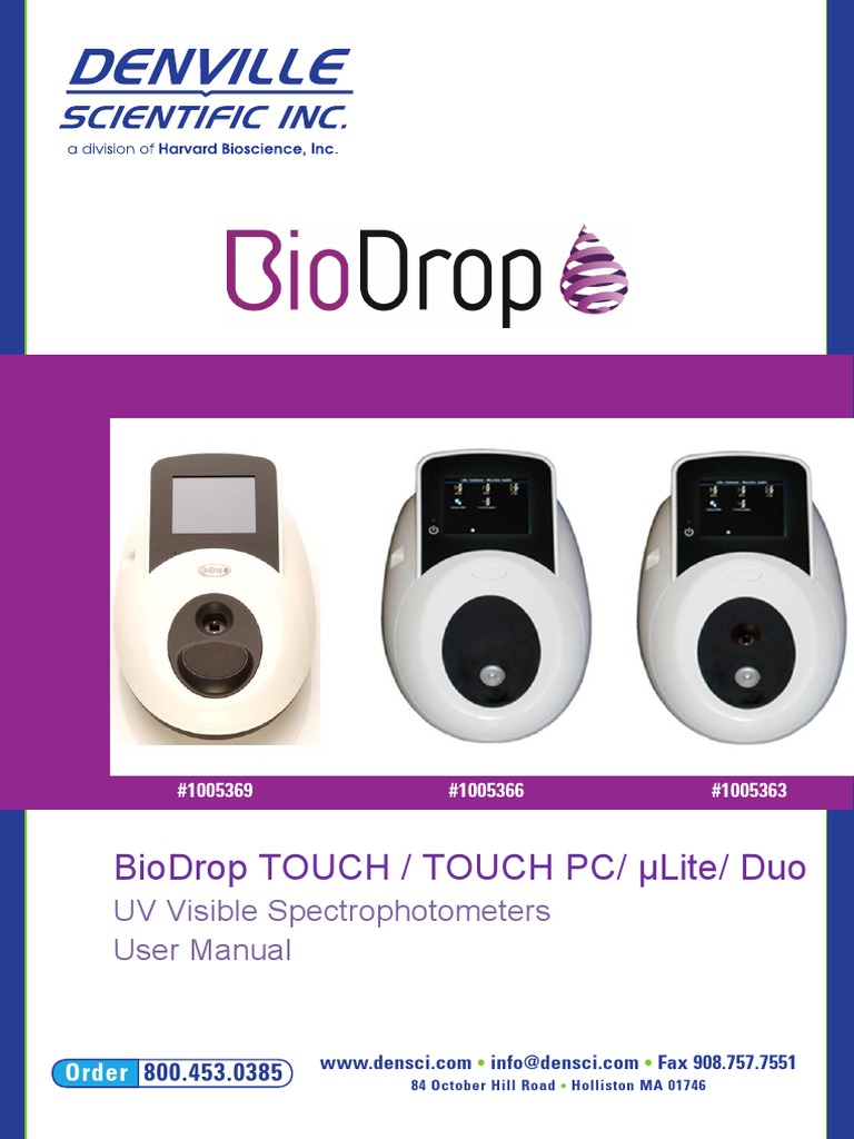 Denville BioDrop Spectrophotometers User Manual V2 | PDF ...