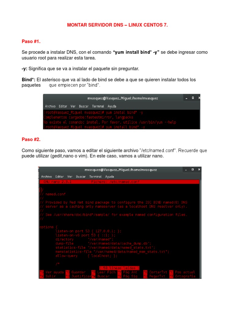 Configuración de DNS en CentOS 7 | PDF | Dirección IP | sistema de ...