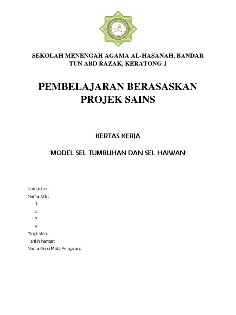 Contoh Kertas Kerja Projek Sains PBL | PDF