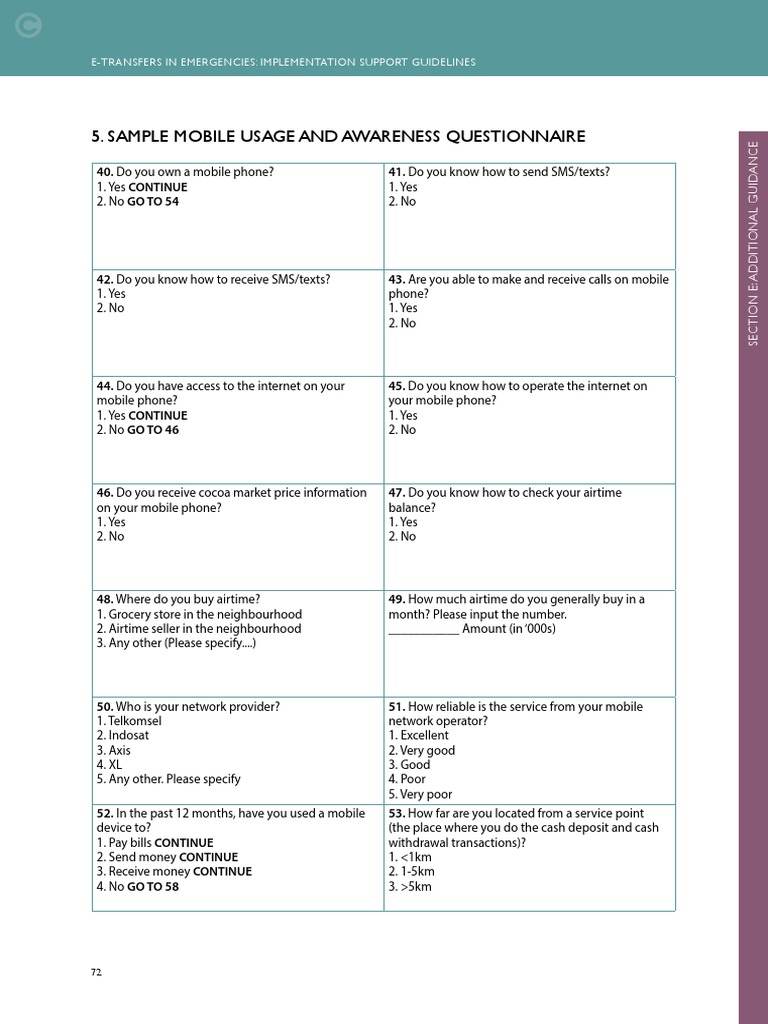 Sample Mobile Usage and Awareness Questionnaire | PDF | Financial ...