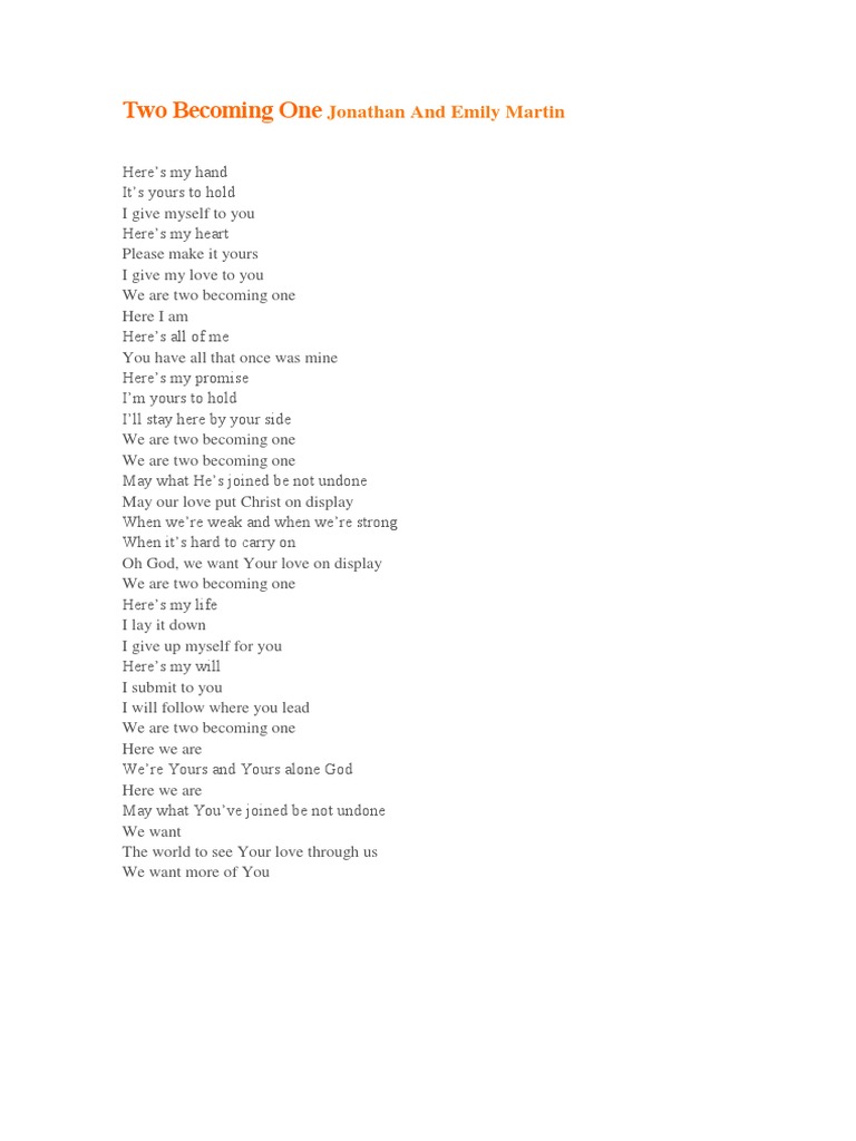 Two Becoming One Jonathan and Emily Martin | PDF | Theology | Christian ...