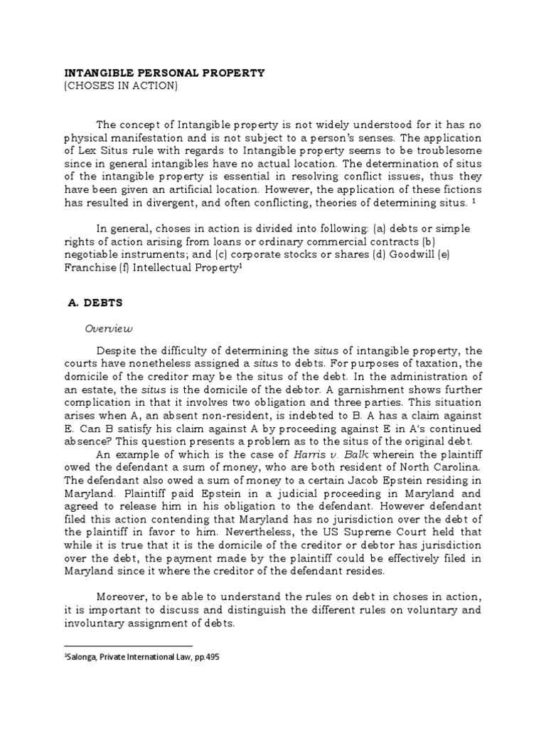 (Revised) Intangible Personal Property Part 1 | PDF | Garnishment ...