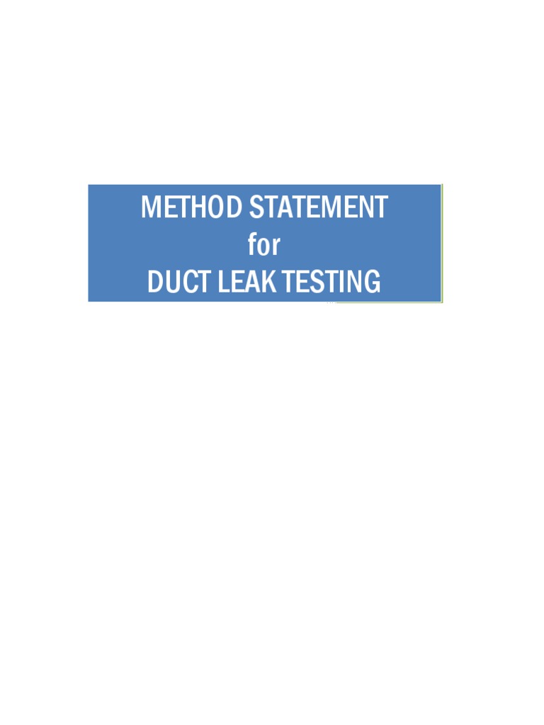 Method of Statement For Duct Pressure Test | PDF | Duct (Flow) | Leak
