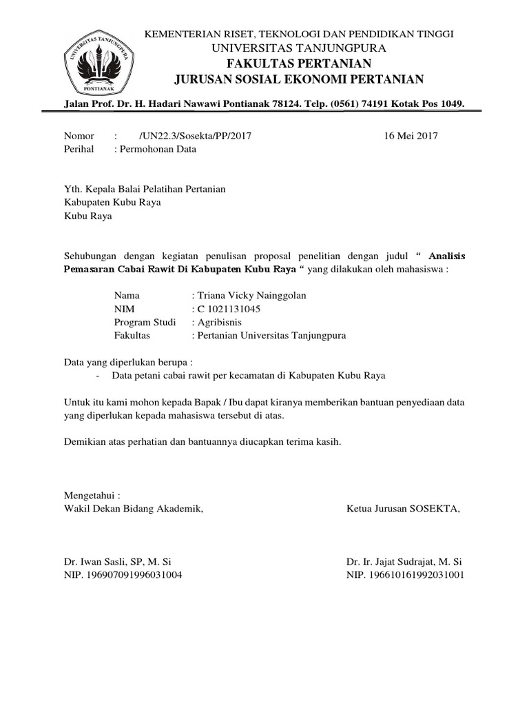 Kop Surat Universitas Tanjungpura | PDF