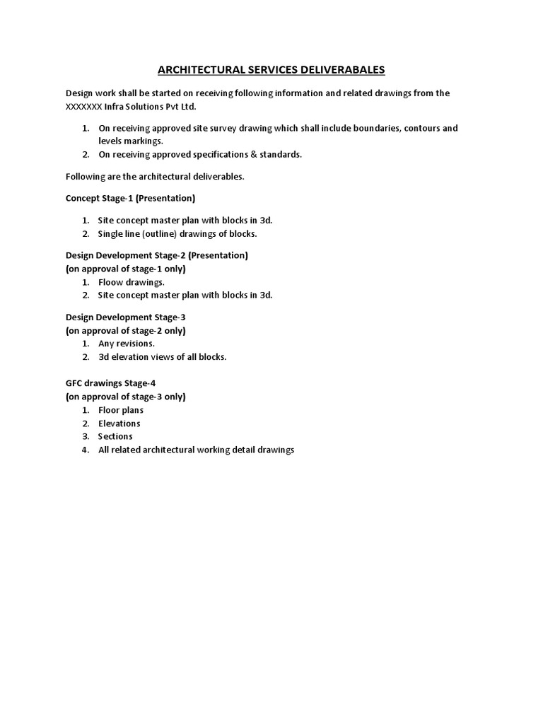 Proposed Architectural Deliverables and Design Stages for a New ...