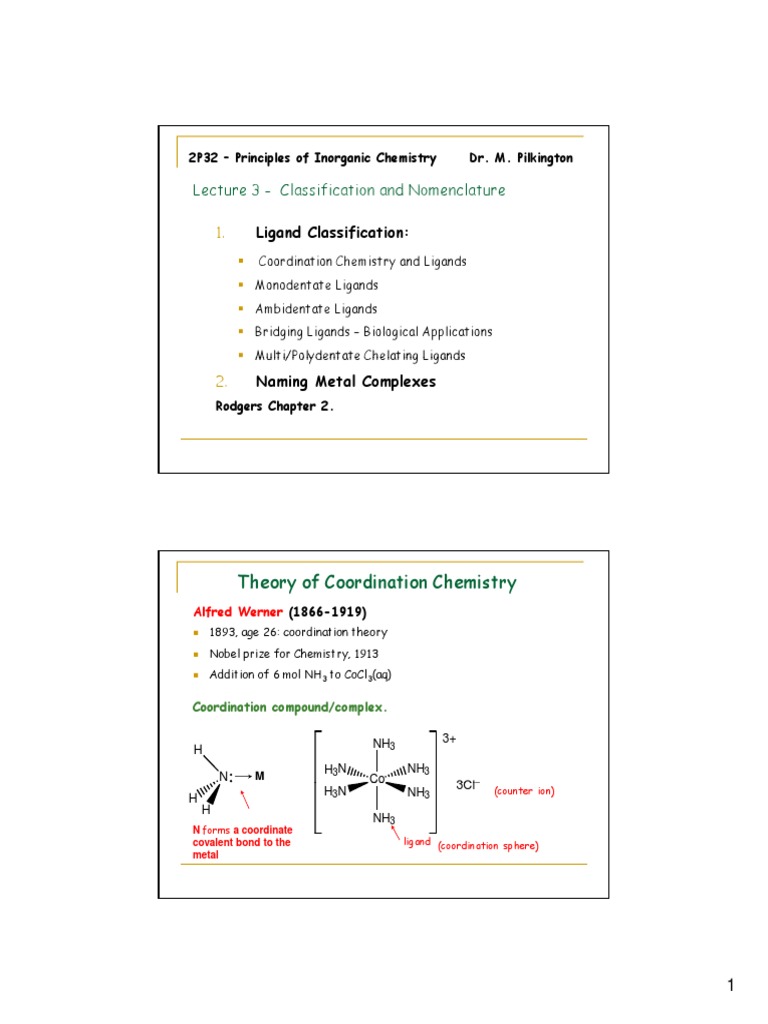 Lecture 3 | PDF | Ligand | Chelation