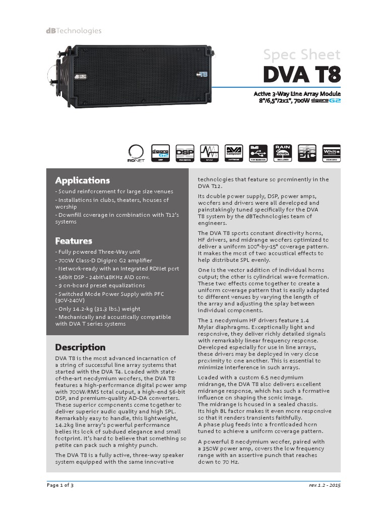 DVA T8 Datasheet PDF | PDF | Amplifier | Sound
