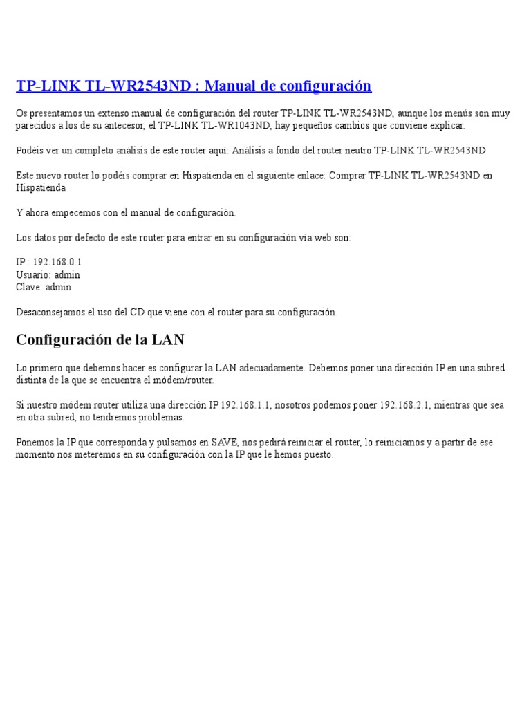 Configuracion de Router mr3220 | PDF | Dirección IP | Enrutador (Computación)