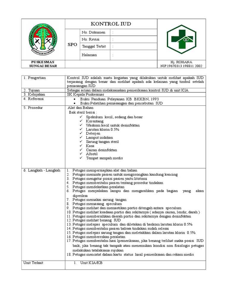 Sop Kontrol Iud | PDF