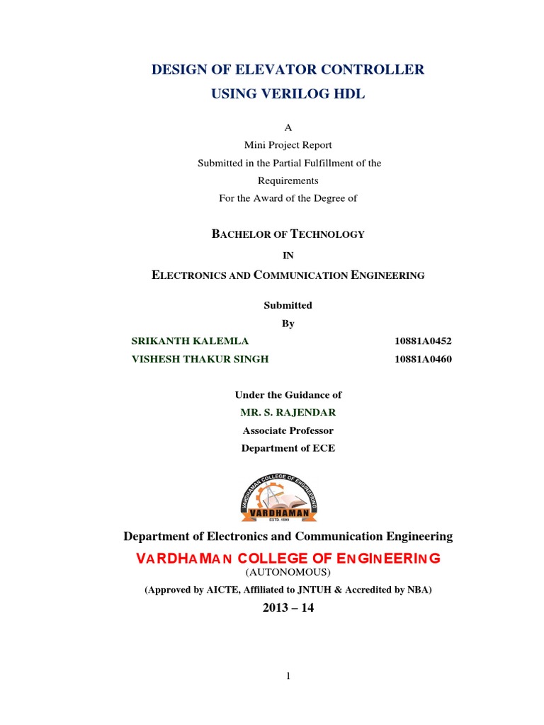 Verilog-Based Elevator Controller | PDF | Hardware Description Language ...