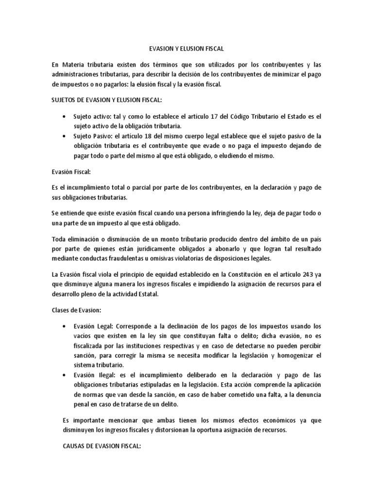 Evasion y Elusion Fiscal | PDF | Evasión de impuestos | Impuestos