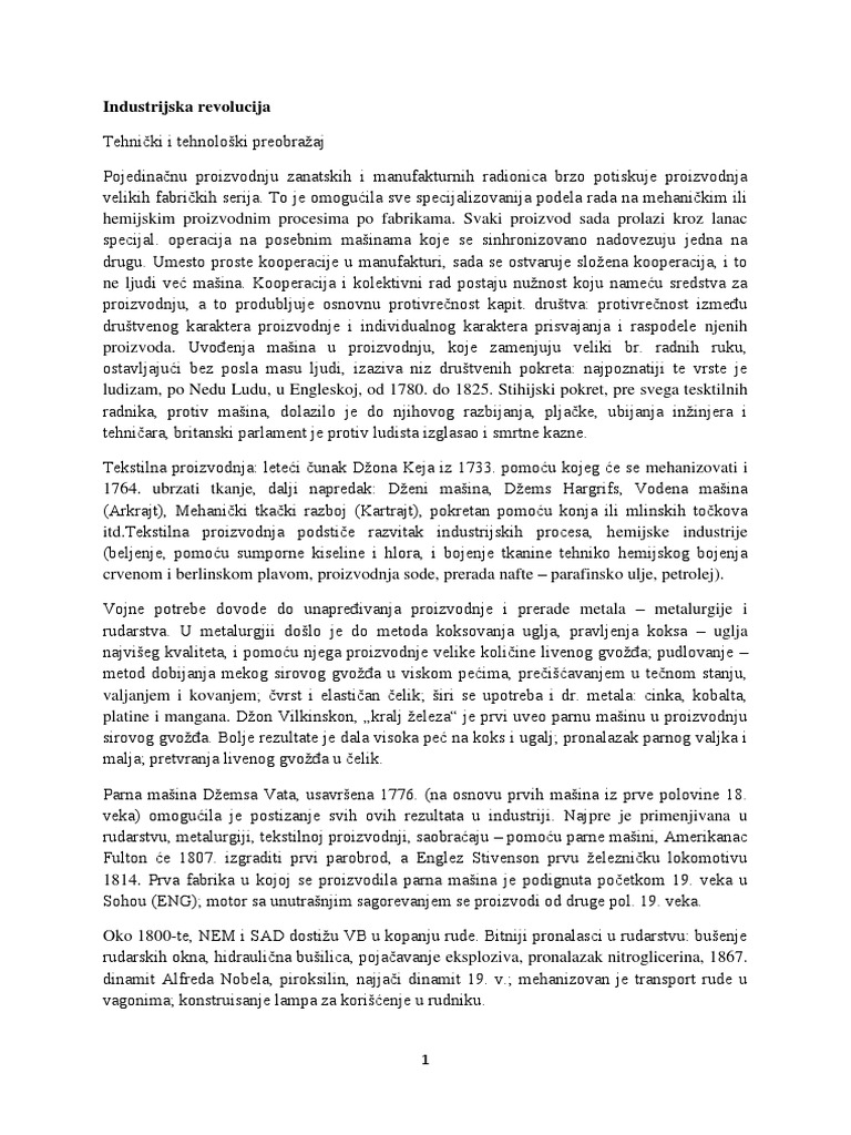 Industrijska Revolucija | PDF