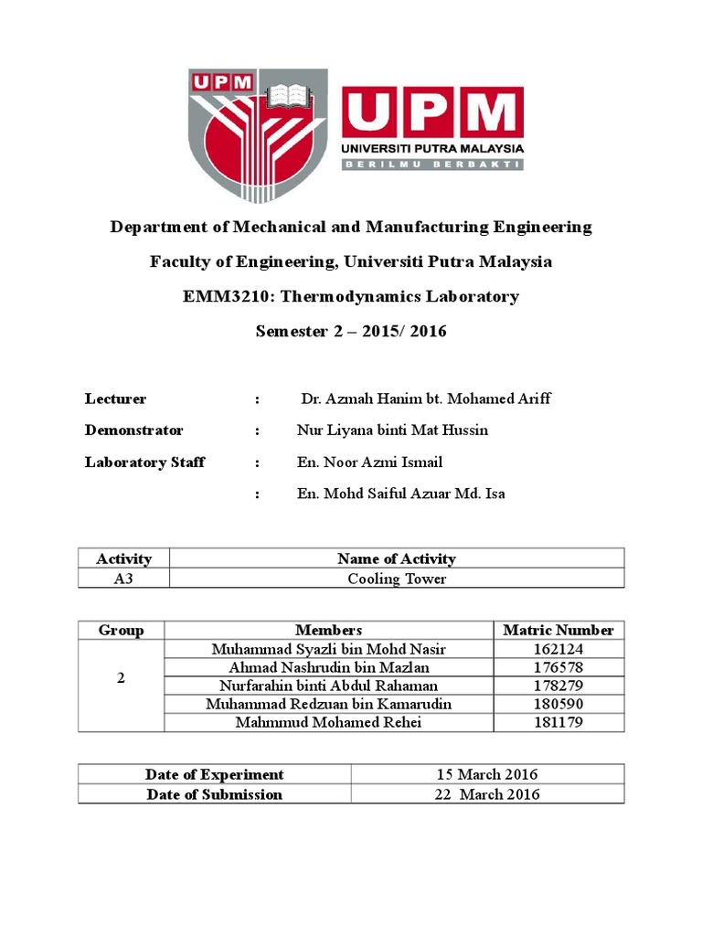 Cooling Tower Lab Report | PDF | Air Conditioning | Evaporation
