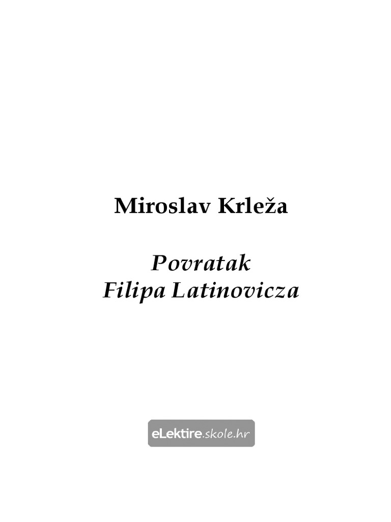 Krleza Povratakfilipalatinovicza PDF | PDF