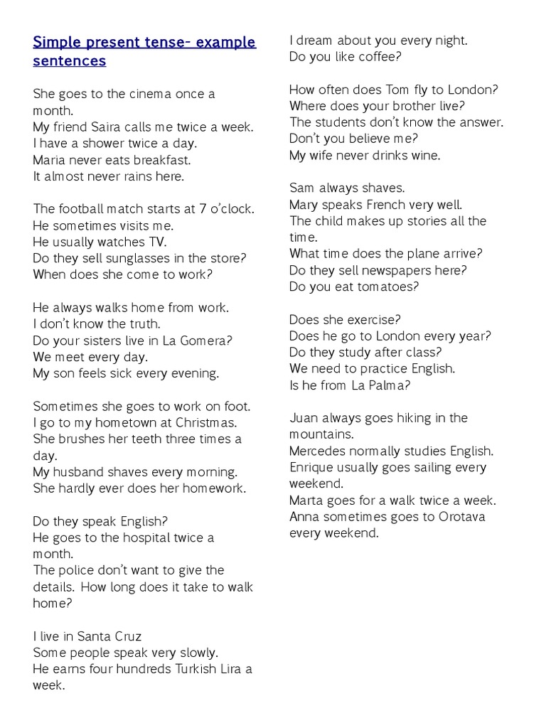 Sentenses Examples | PDF