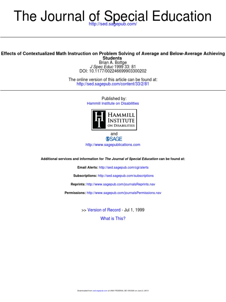 Contextualized Math Instruction Impact | PDF | Cronbach's Alpha | Test ...