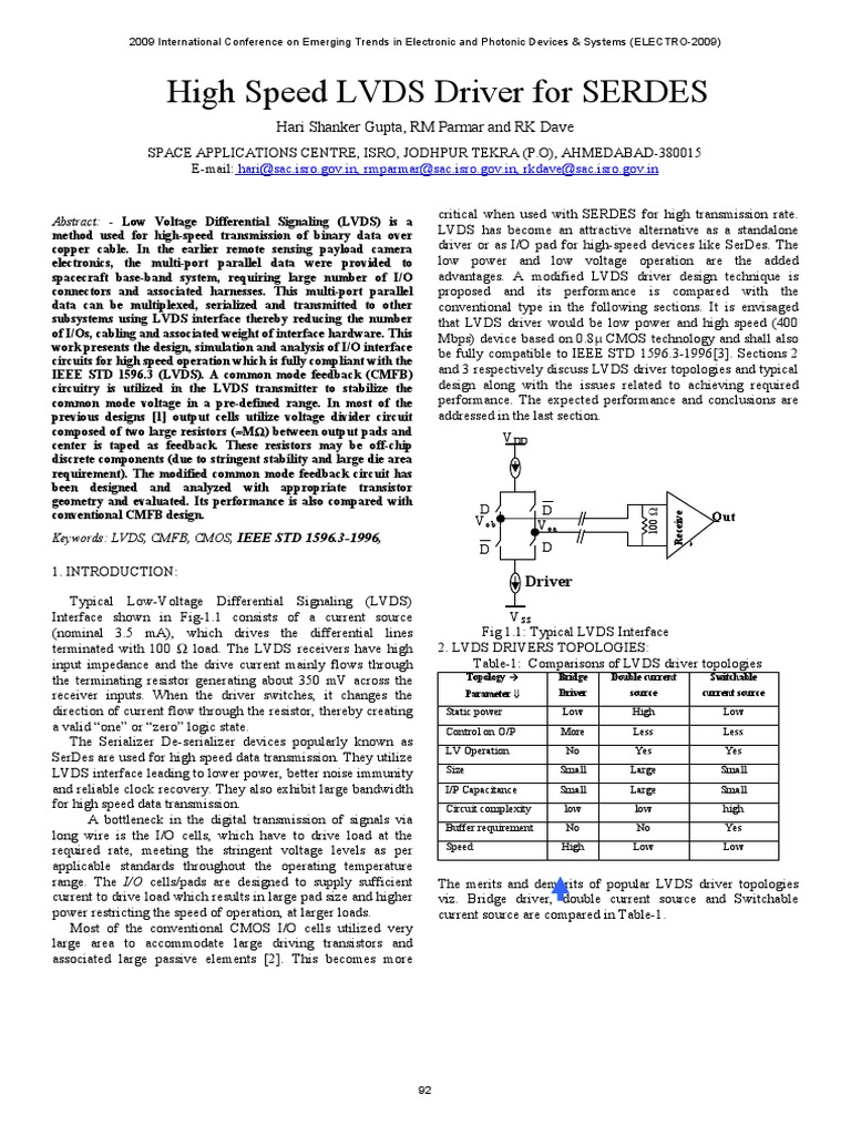 Lvds PDF | PDF | Electronic Circuits | Cmos