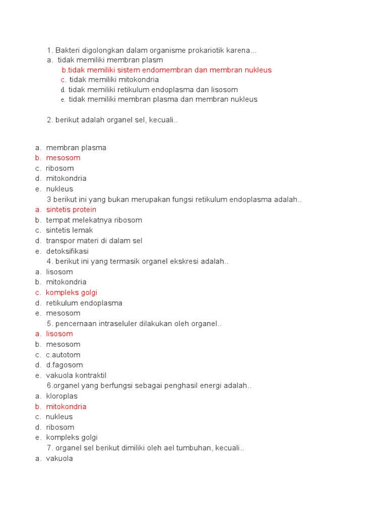 Soal Biologi Kls XI Sel | PDF