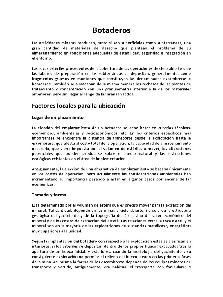 Guía sobre Botaderos en Minería | PDF | Minería de superficie | Minería