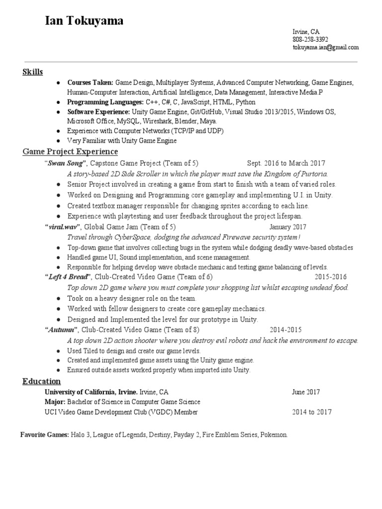 Iantokuyama Resume | PDF