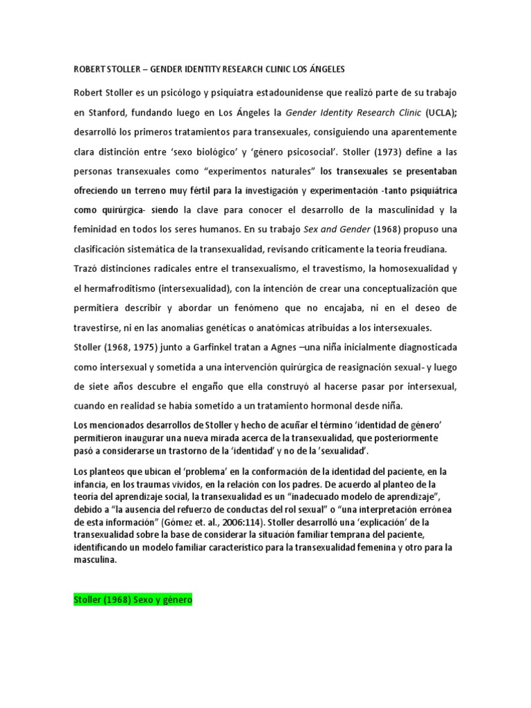 Robert Stoller | PDF | Transexual | Género