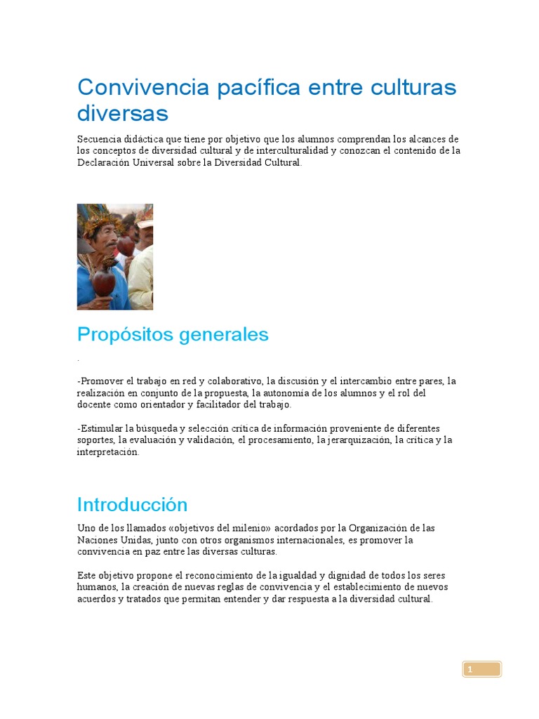Promoviendo la Convivencia Cultural | PDF | Jardín de infancia ...