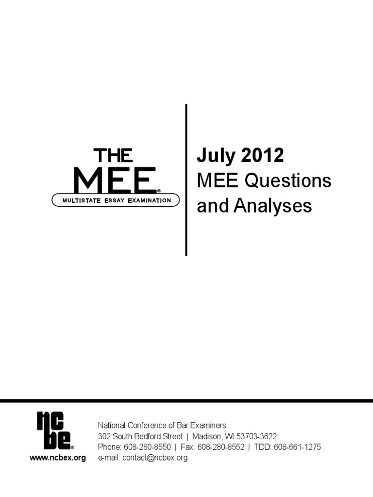 July 2012 MEE and Analyses | Download Free PDF | Manslaughter | Trust Law