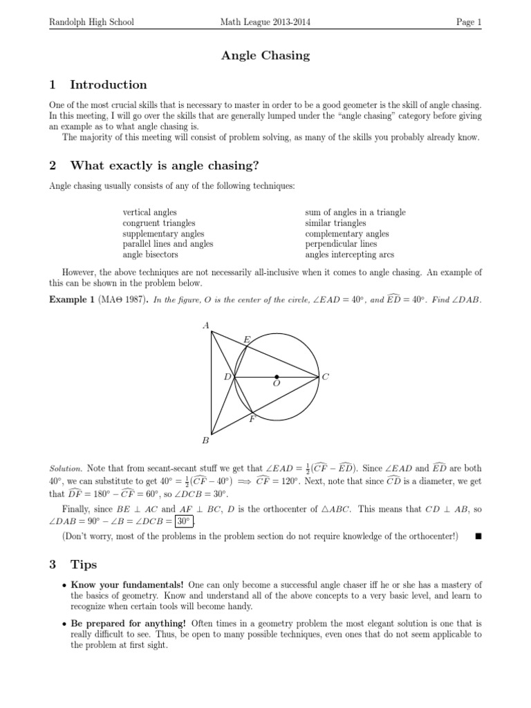 Angle Chasing | PDF | Triangle | Perpendicular