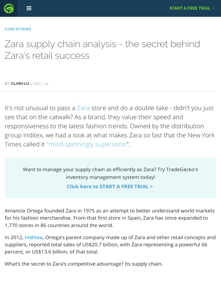 Zara's Supply Chain: Fast Fashion Success | PDF | Retail | Inventory
