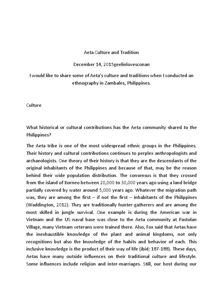 Aeta Culture and Tradition | PDF | Prayer | Anthropology