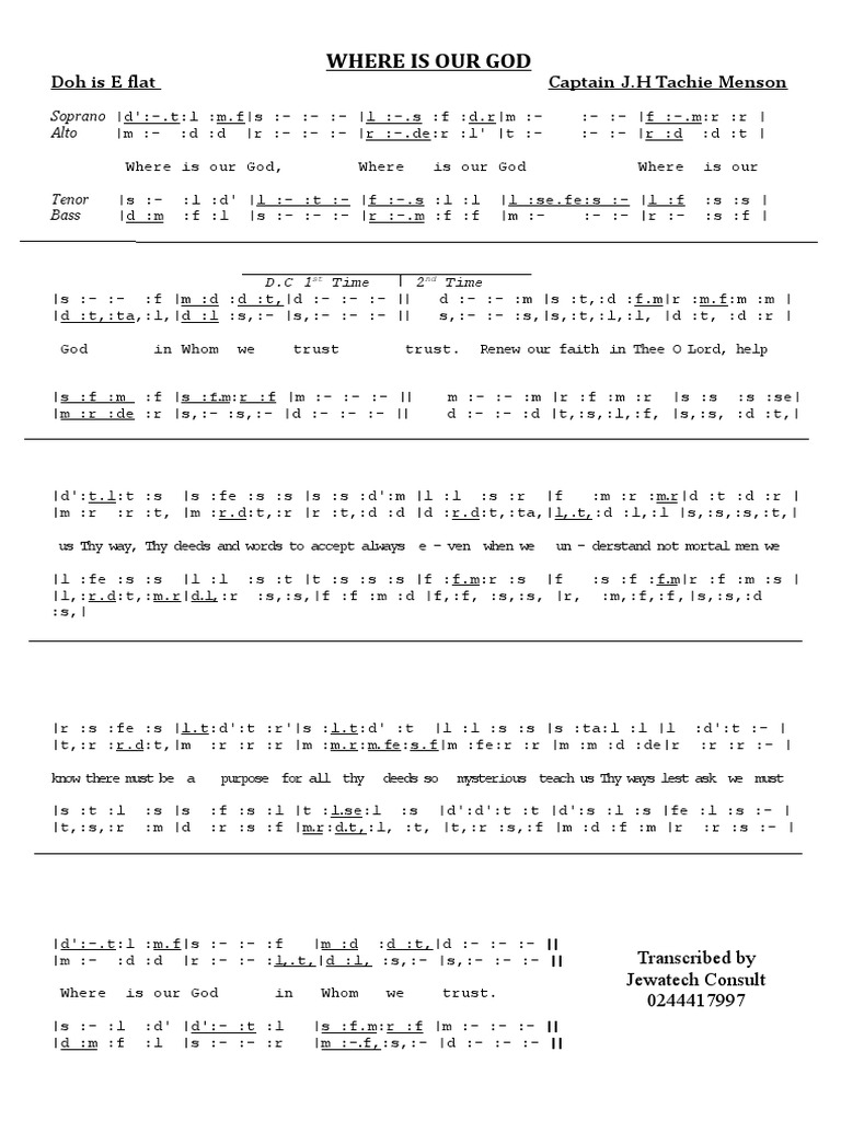Where Is Our God | PDF | Choral Music | Choral Compositions