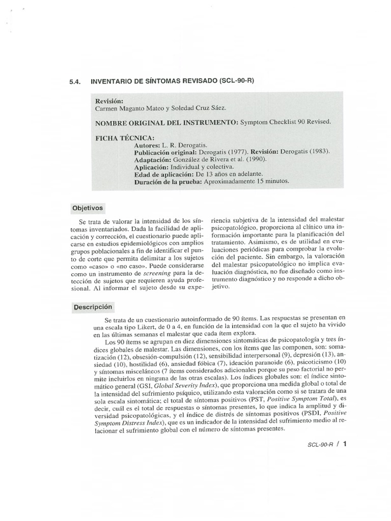 Interpretacion SCL-90-R PDF | PDF