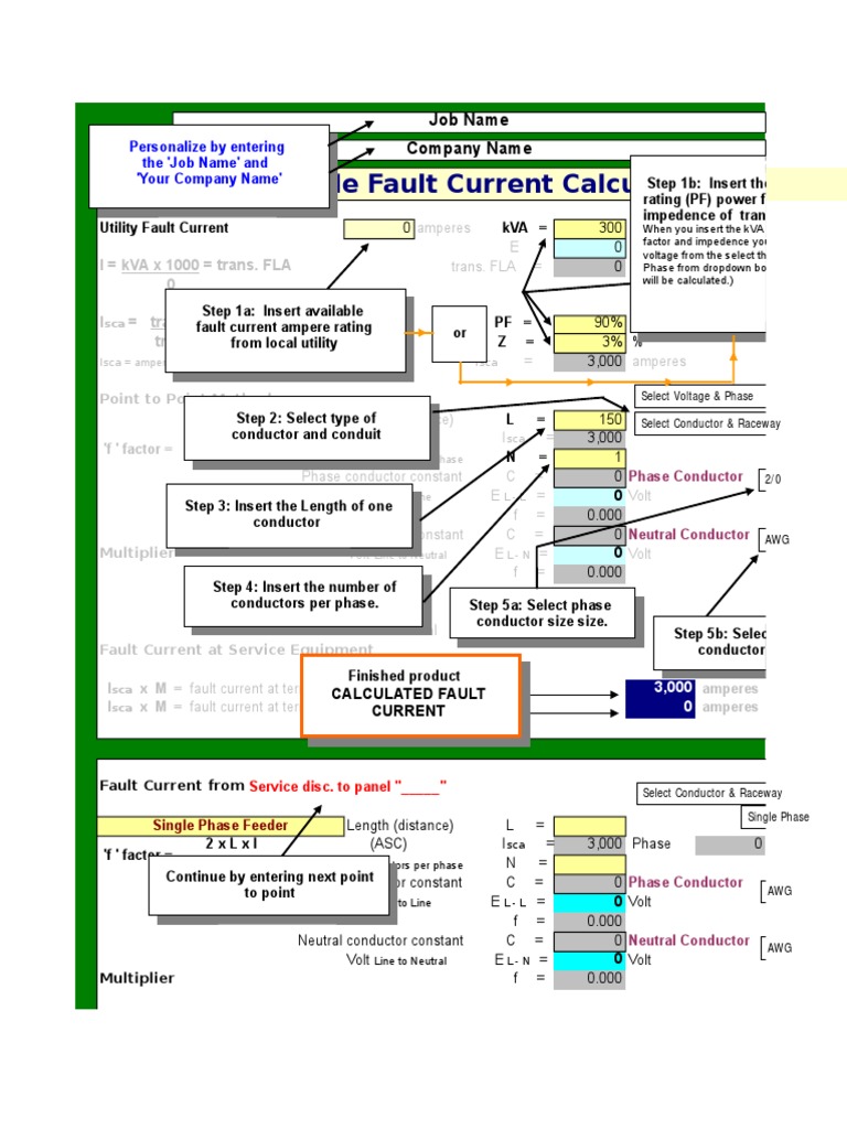 Available Fault Current Calculation: 0 I kVA X 1000 Trans. FLA | Download Free PDF | Volt ...