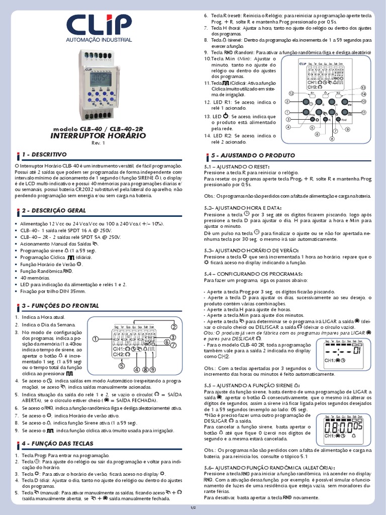 Programador Horário CLIP | PDF | Tempo | Engenharia Elétrica