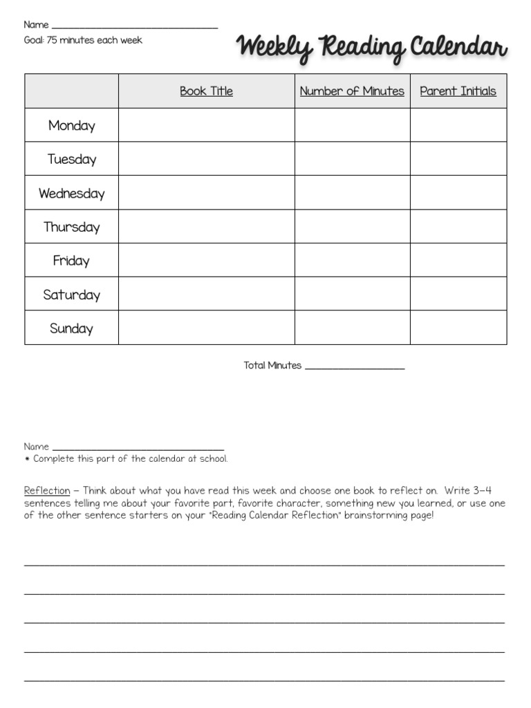 Reading Calendar Template PDF | PDF