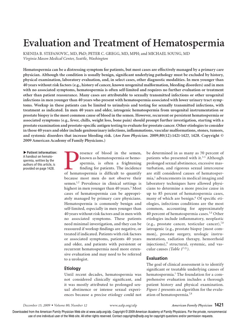 hematospermia | Prostate | Urology
