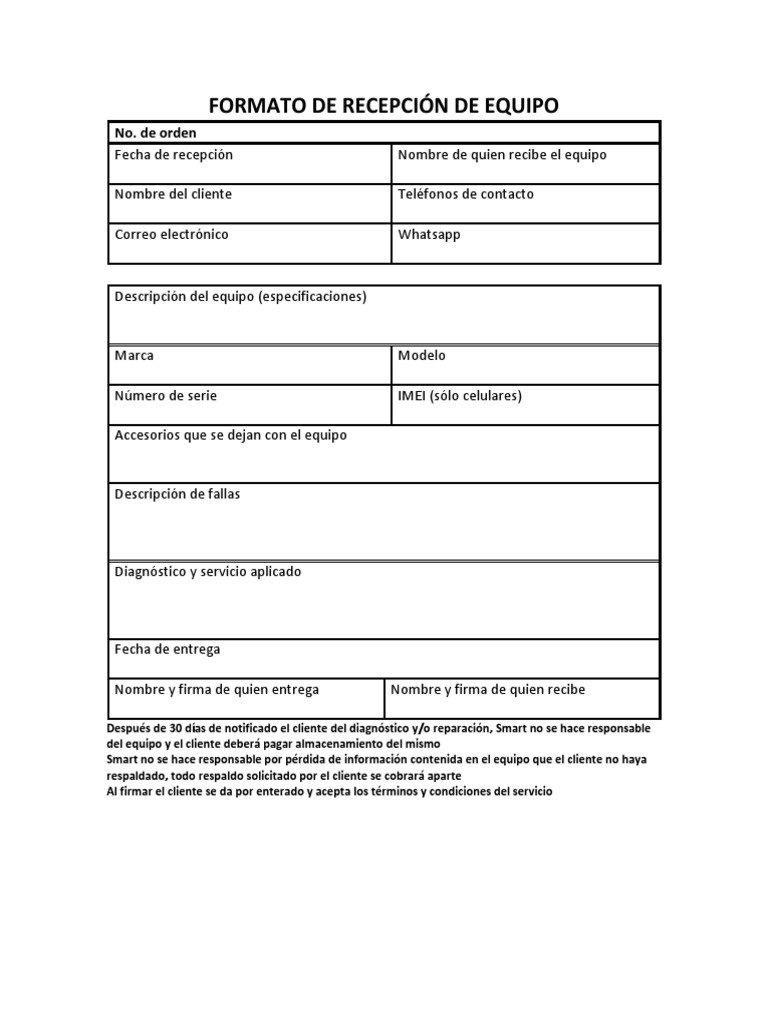 Formato Del Programa De Recepción